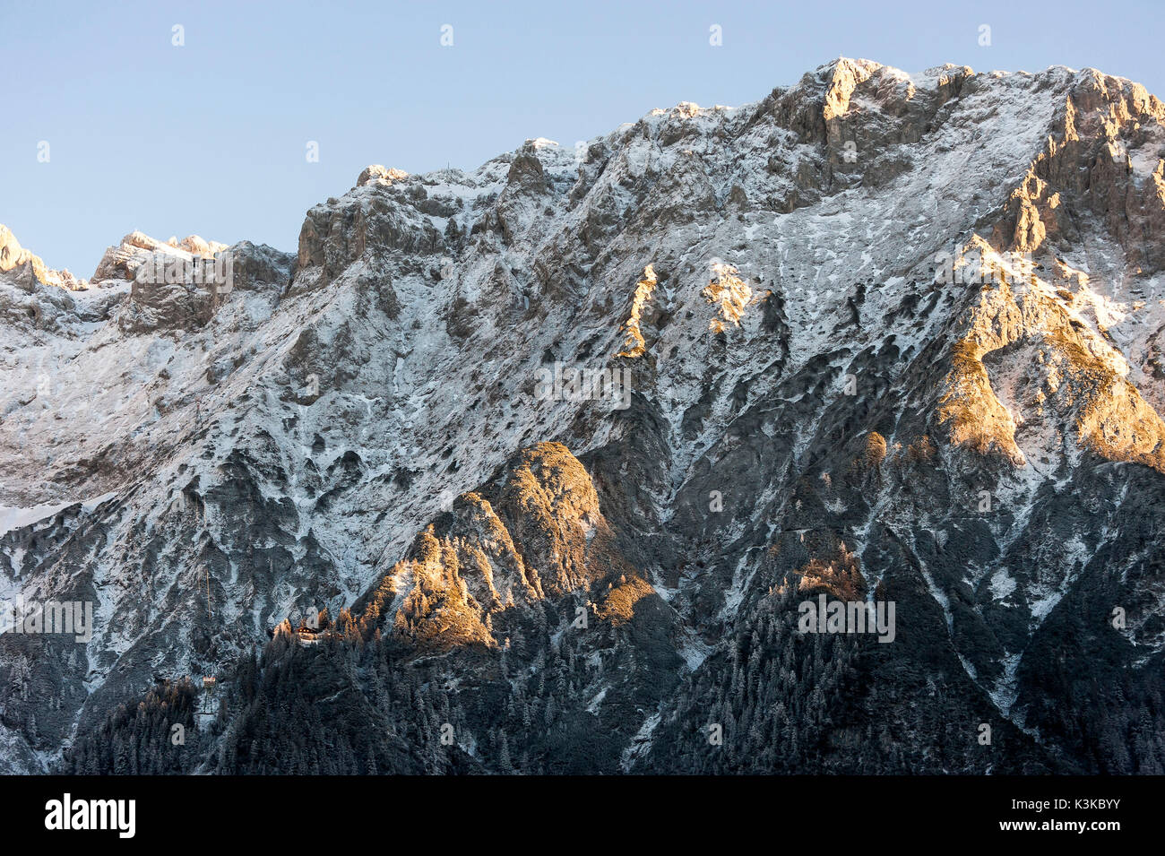 Mittenwalder hut in the western Karwendel over Mittenwald in the last ...