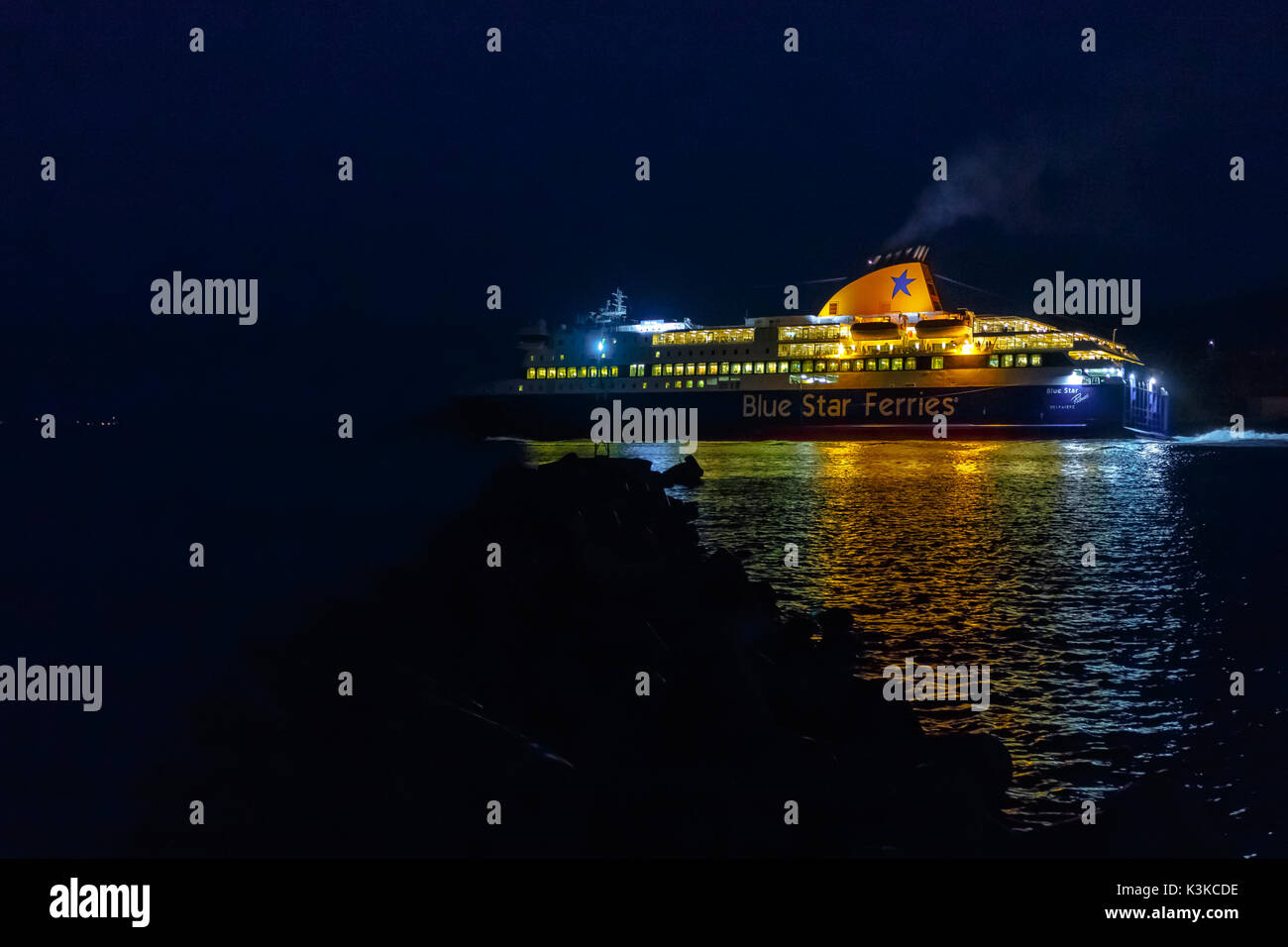 Blue Star Patmos ferry boat in one of its last journeys before hitting ...