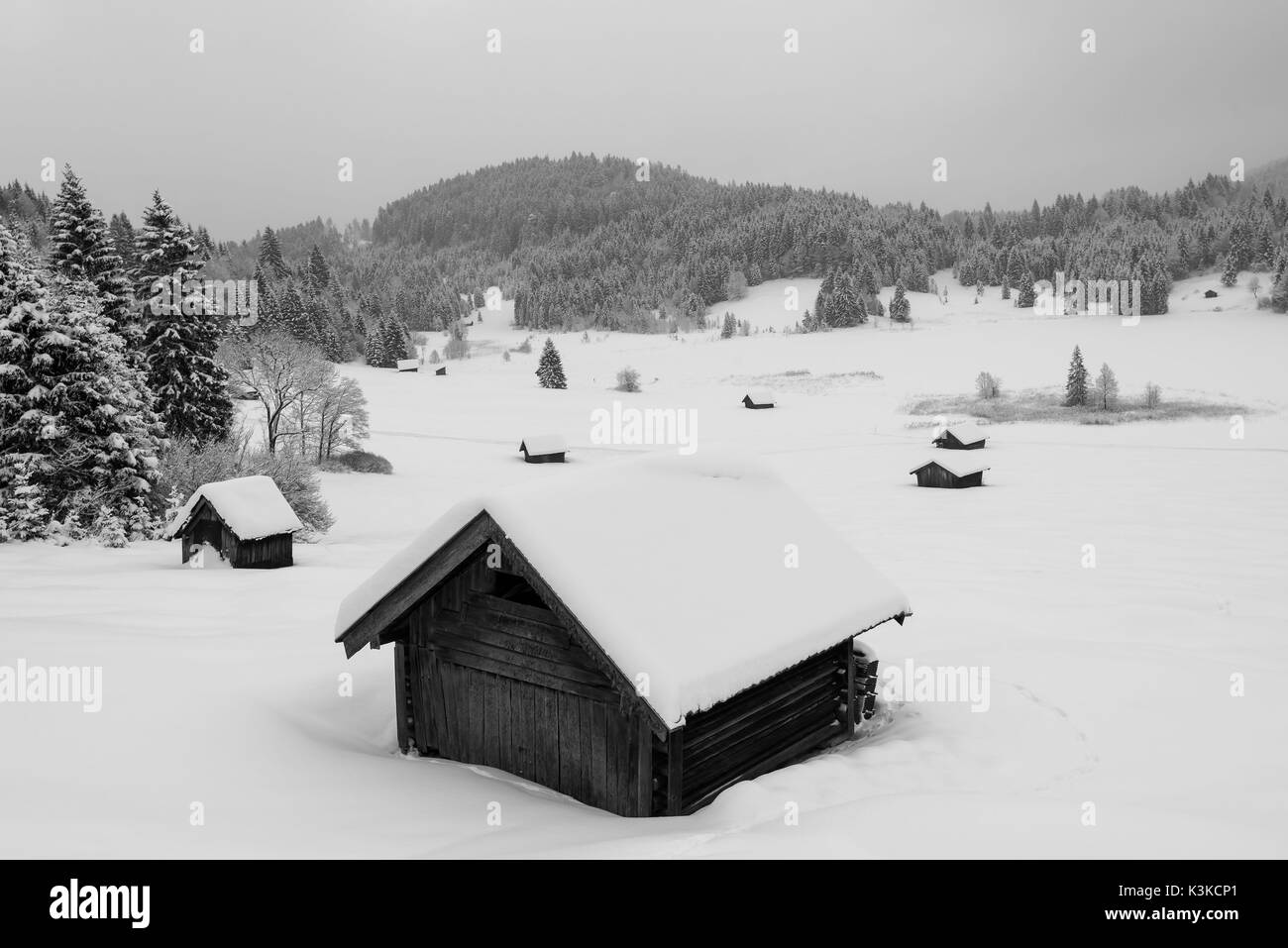 Morning light in alps Black and White Stock Photos & Images - Alamy