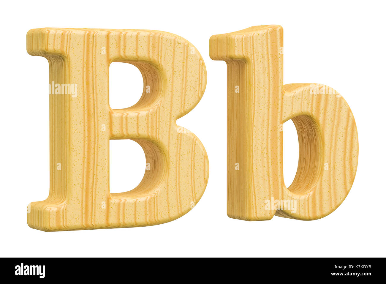 English wooden letter B, 3D rendering isolated on white background ...