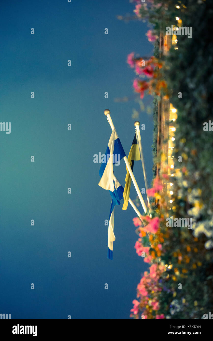 Bavarian flags with geraniums Stock Photo - Alamy