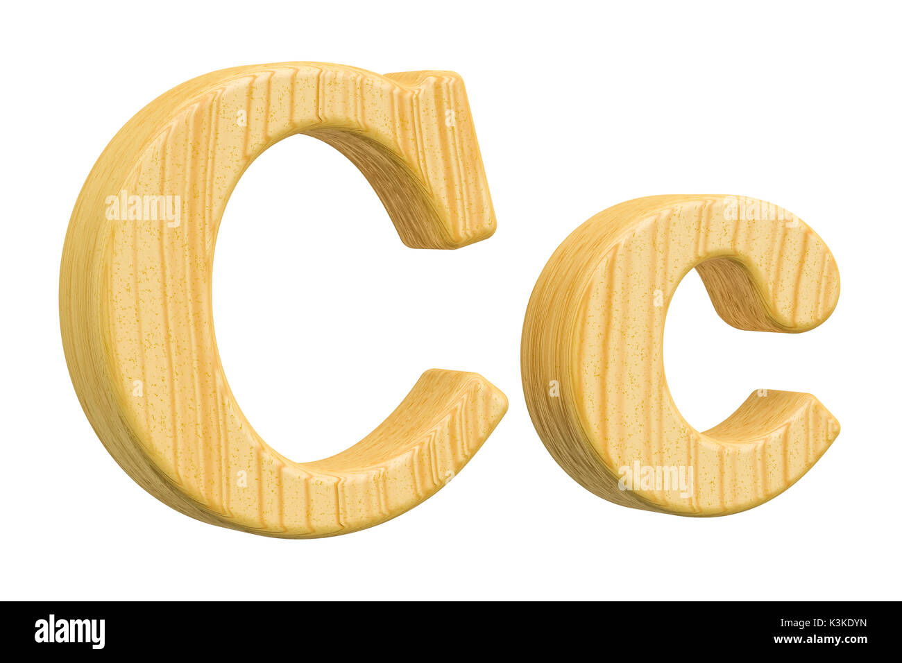 English wooden letter C, 3D rendering isolated on white background ...