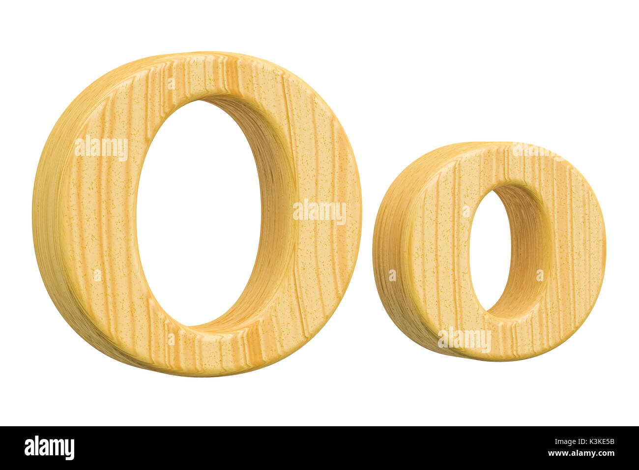 English wooden letter O, 3D rendering isolated on white background ...