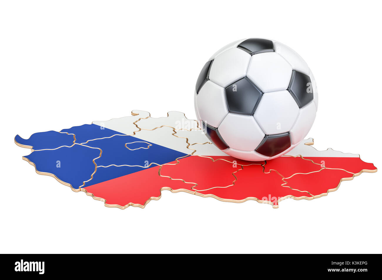 Football ball with map of Czech Republic concept, 3D rendering Stock ...
