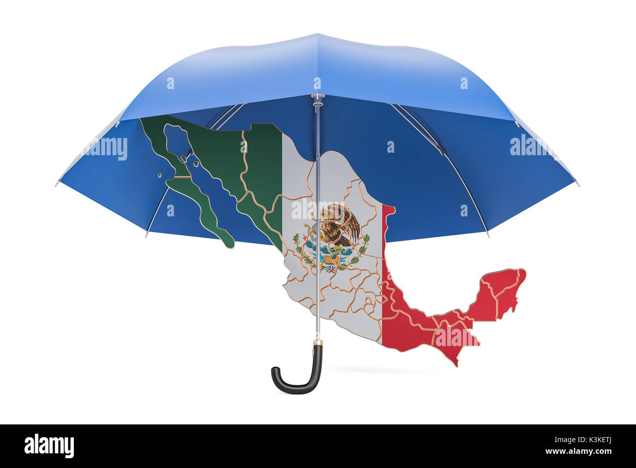 Mexican map under umbrella. Security and protect or insurance concept ...