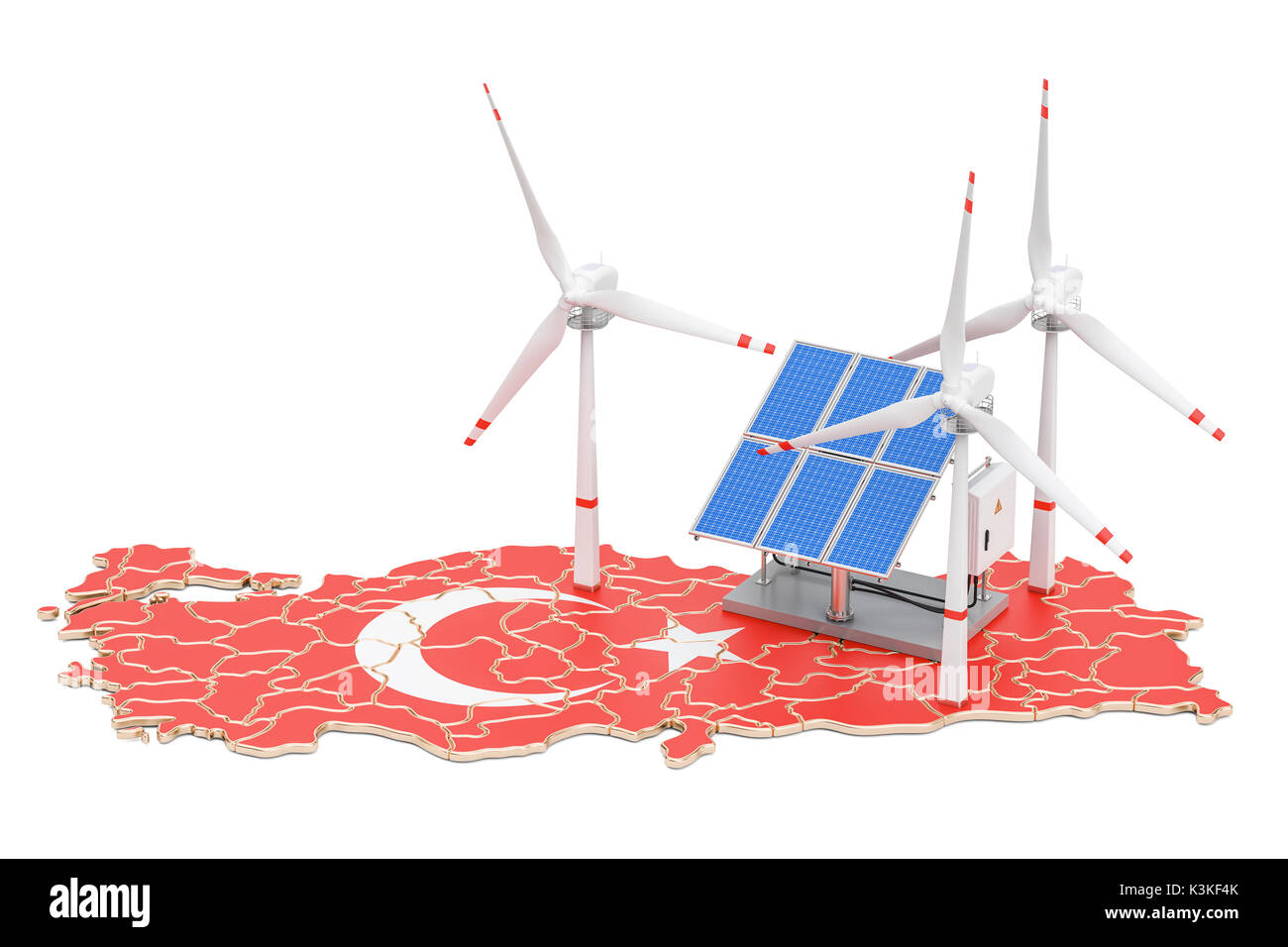 Renewable energy and sustainable development in Turkey, concept. 3D ...