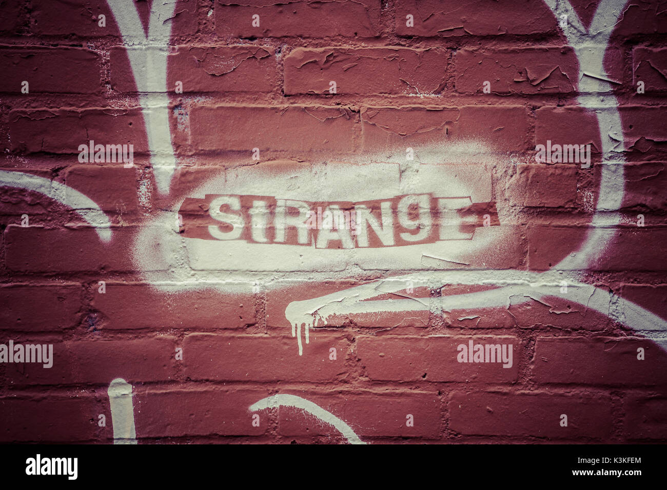 Strange graffiti in williamsburg neighbourhood hi-res stock photography ...