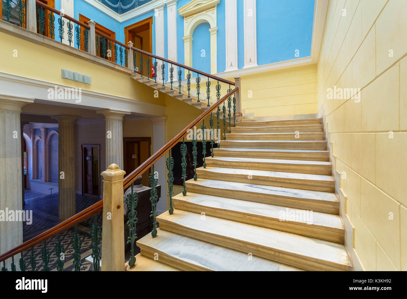 The Town Hall interior in Ermoupolis, Greece. It was designed by Ernst ...