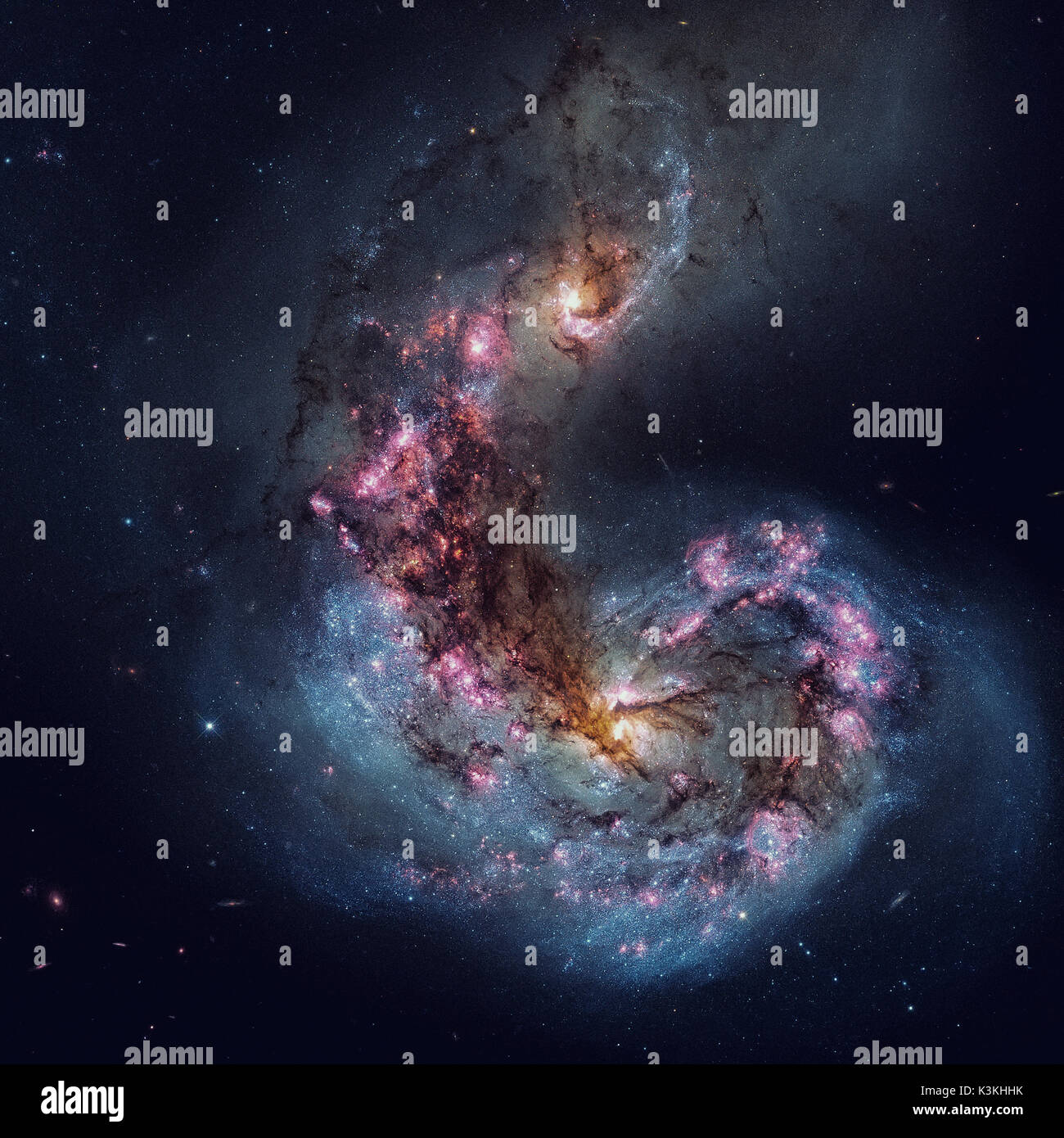 Antennae galaxies in the constellation corvus hi-res stock photography ...