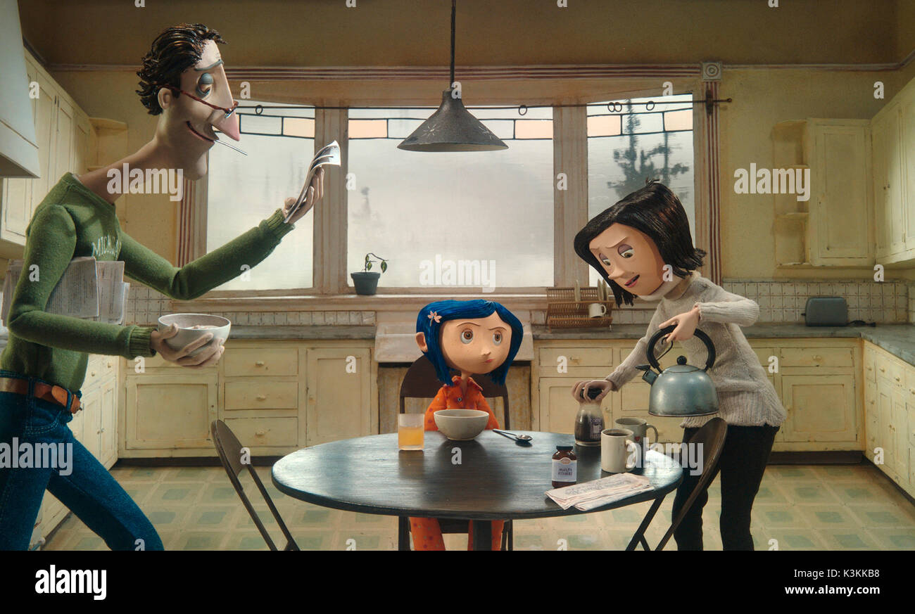 CORALINE Coraline (at center, voiced by Dakota Fanning) tries to get ...