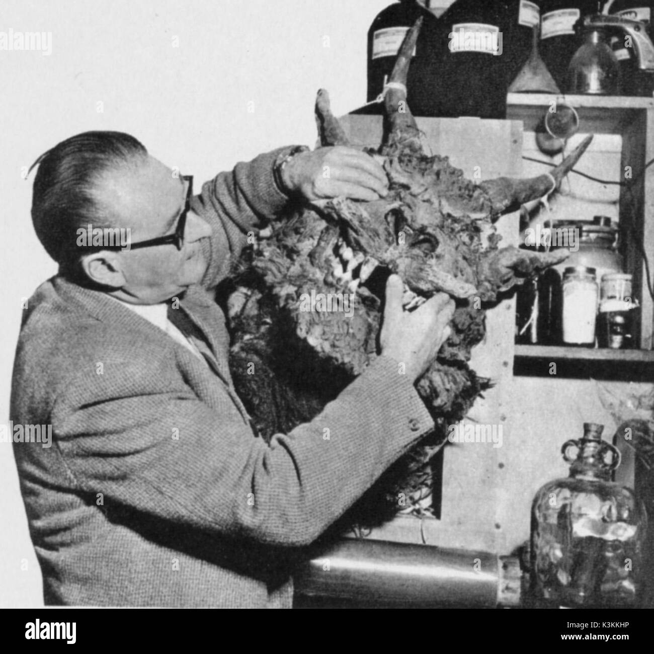 GEORGE BLACKWELL, a British special effects expert, shows the face of ...