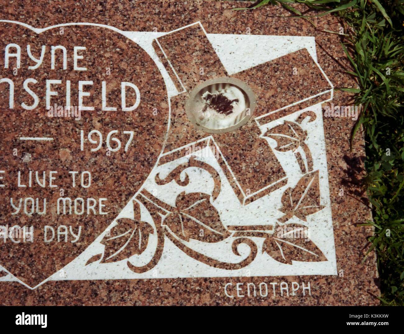 Stone for JAYNE MANSFIELD in the Hollywood Cemetery, Los Angeles. This ...