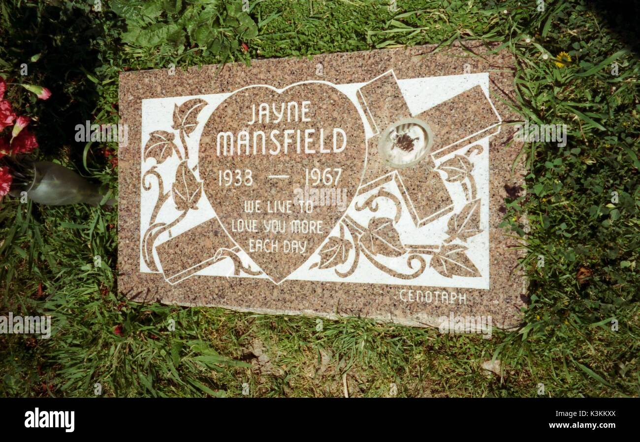 Stone for JAYNE MANSFIELD in the Hollywood Cemetery, Los Angeles. A ...