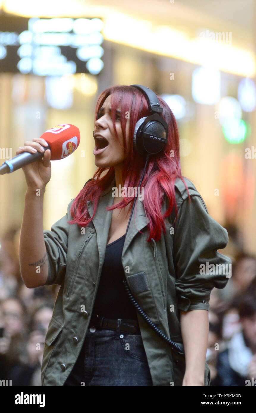 French pop singer Shym's attends public showcase in Lyon, France Stock ...