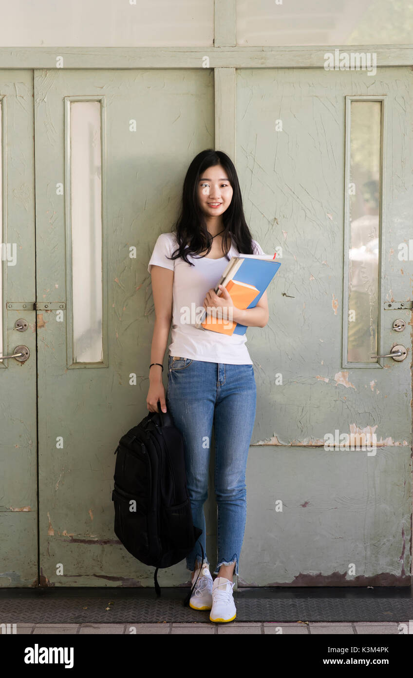 Happy of a Asian college student at Campus Stock Photo - Alamy