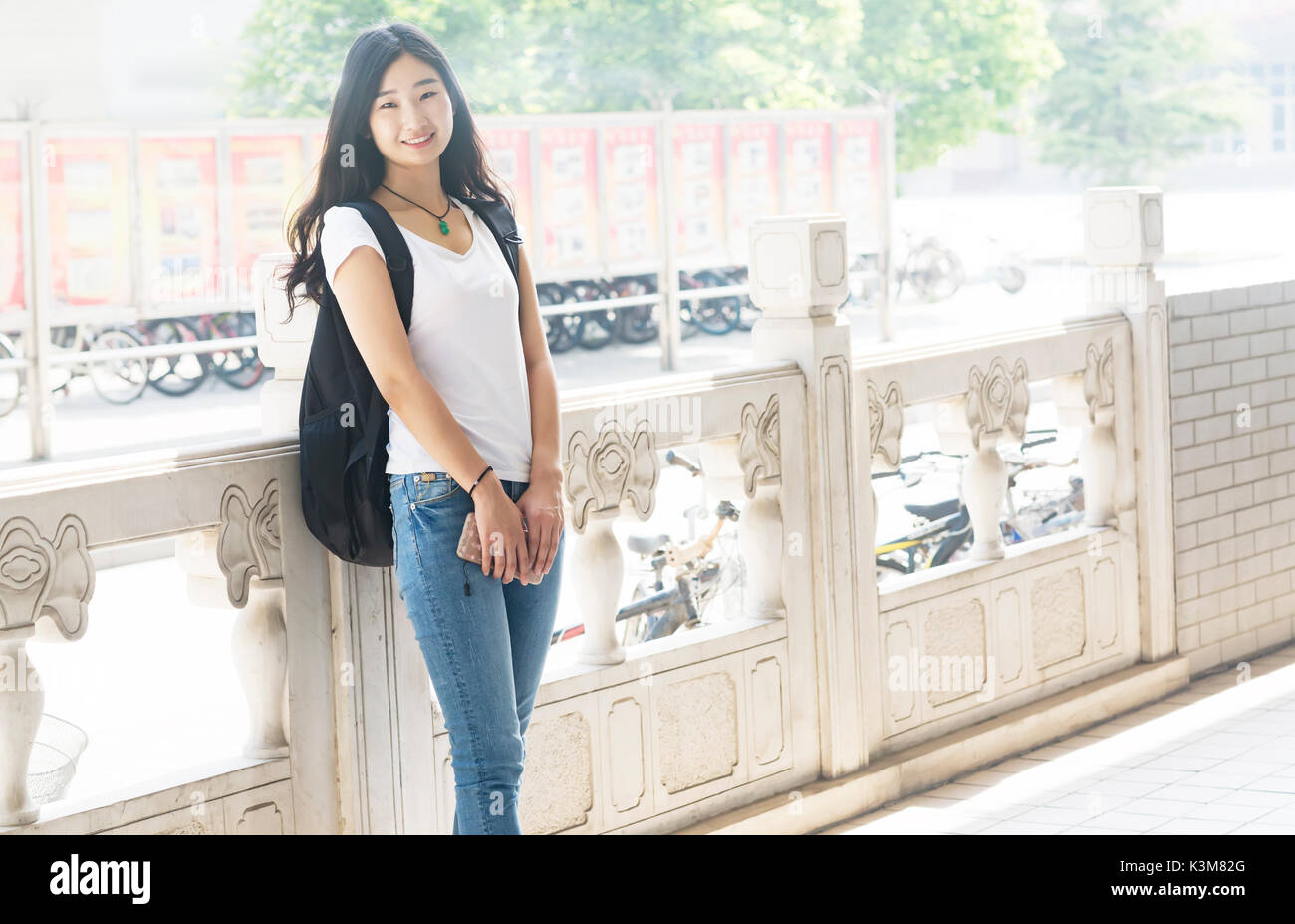 Happy of a Asian college student at Campus Stock Photo - Alamy