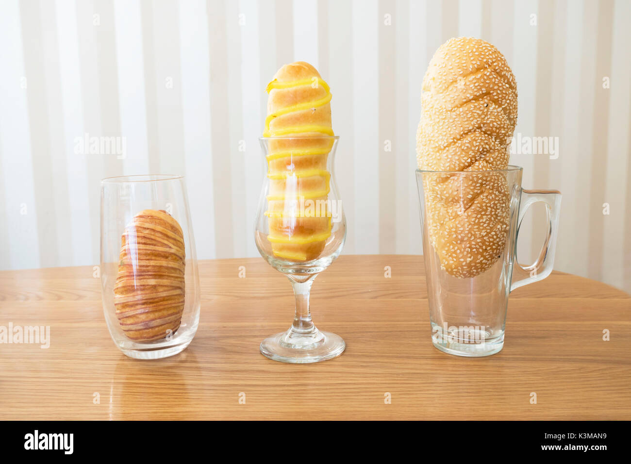 The three bread in the glass Stock Photo - Alamy