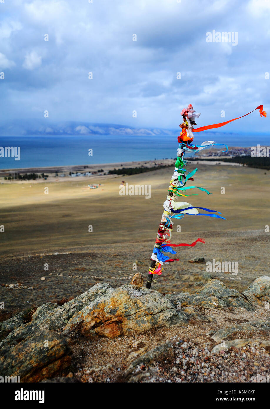Traditional Buryat pagan sacred poles in the Olkhon Island,Siberia,Lake ...