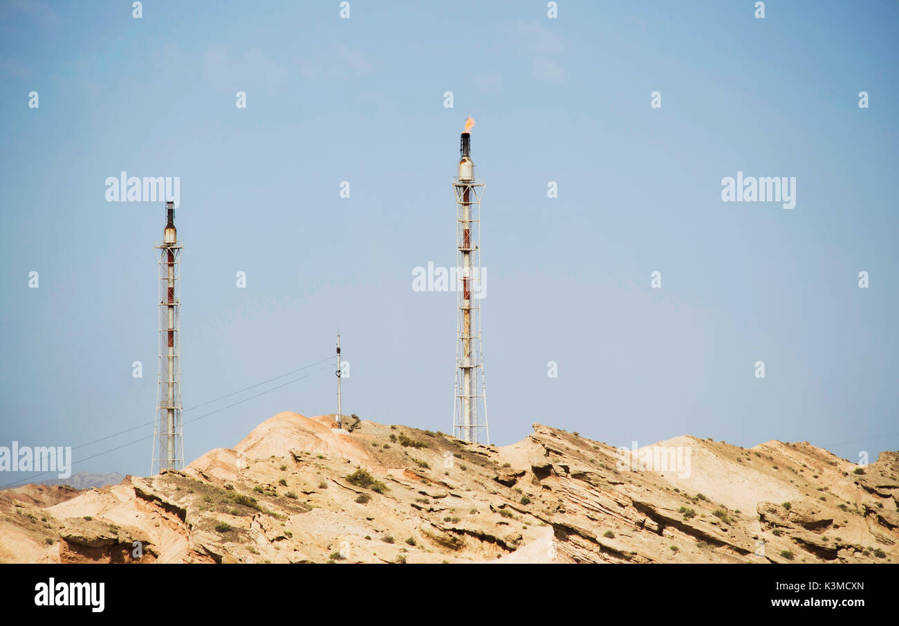 Burning Torch At The Plant For Processing Of Oil And Gas Among The ...