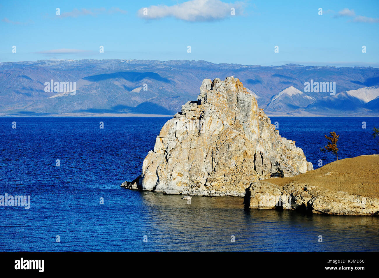 Shamanka Rock on Olkhon island in Baikal lake, Russia Stock Photo - Alamy