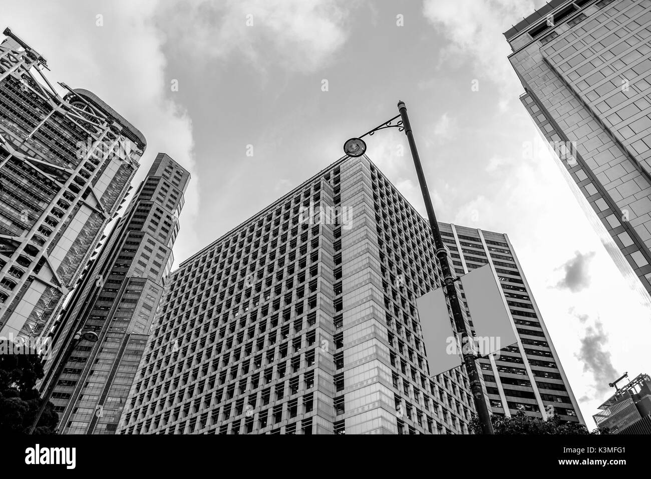 Hong Kong Modern office building with B&W color Stock Photo - Alamy