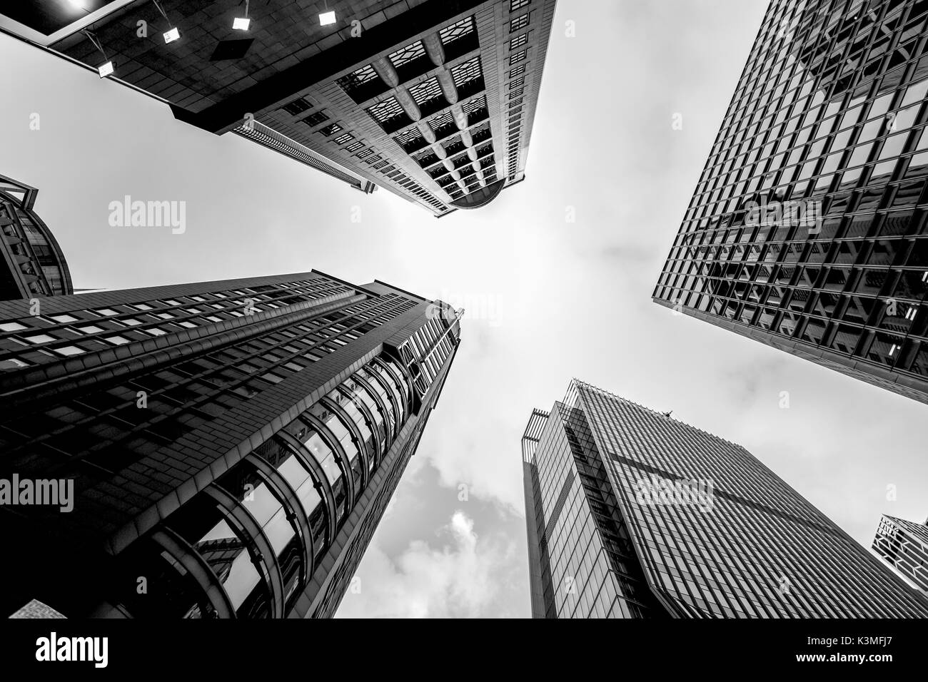 Hong Kong Modern office building with B&W color Stock Photo - Alamy