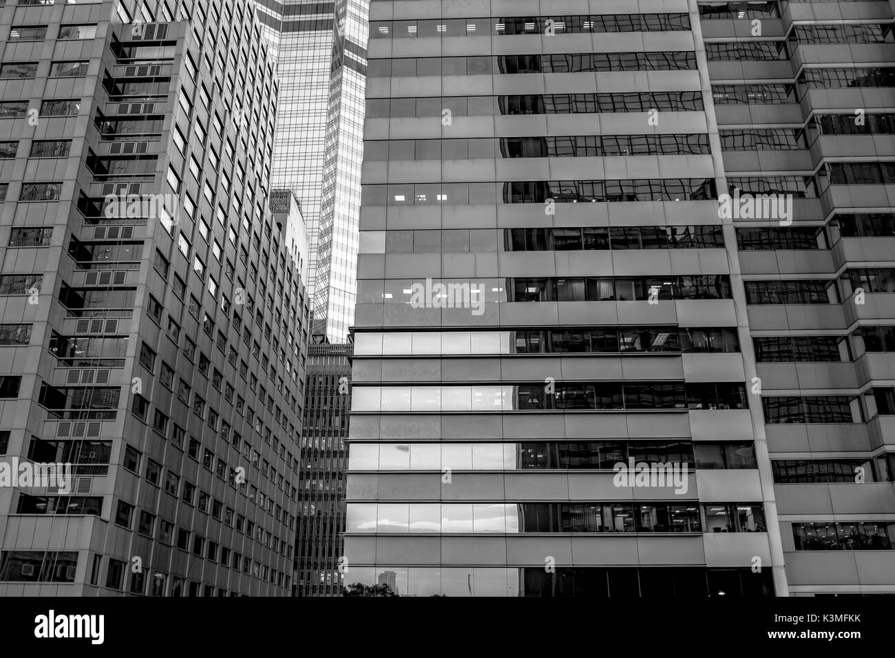 Hong Kong Modern office building with B&W color Stock Photo - Alamy