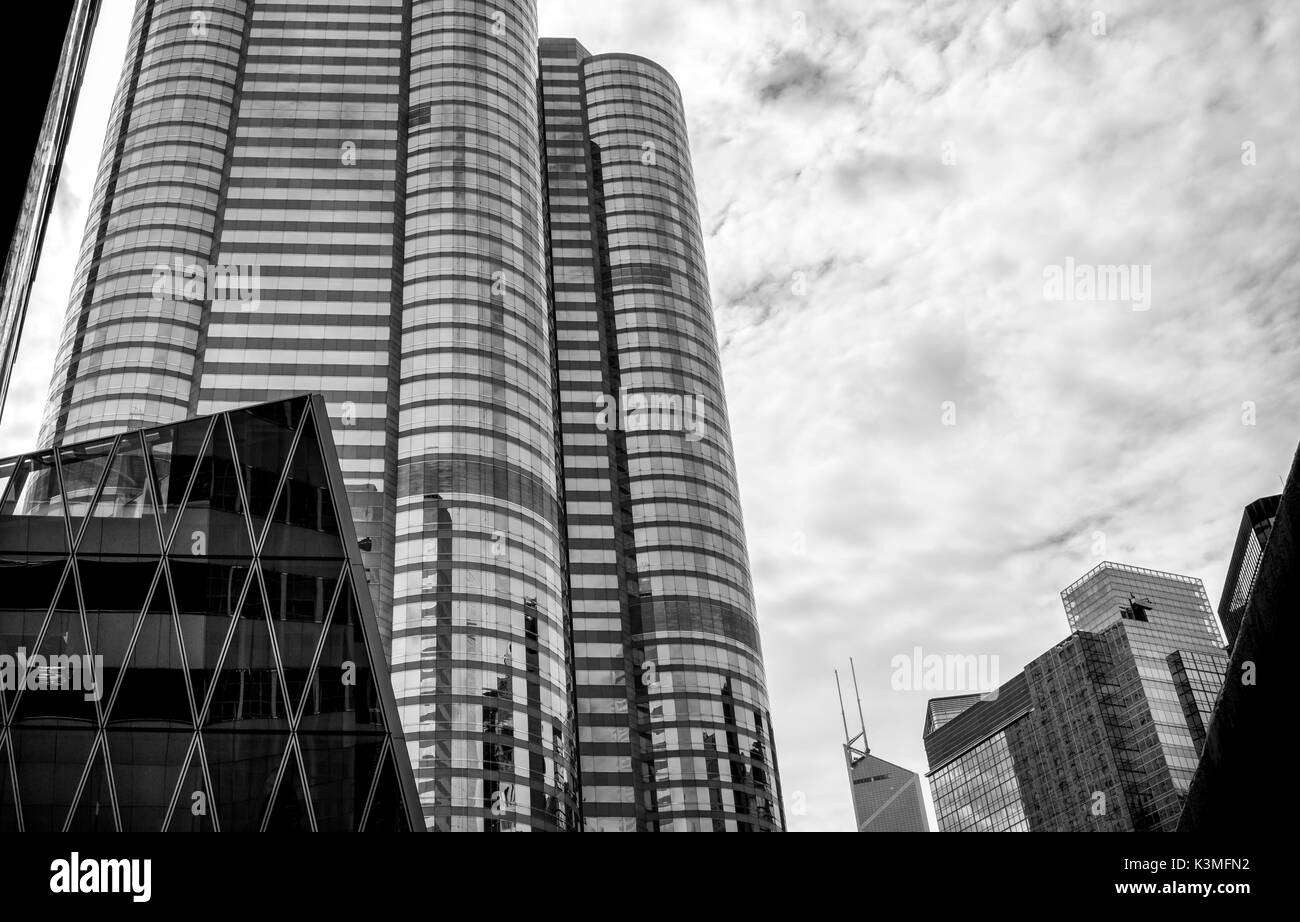 Hong Kong Modern office building with B&W color Stock Photo - Alamy