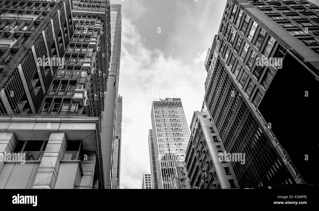 Hong Kong Modern office building with B&W color Stock Photo - Alamy