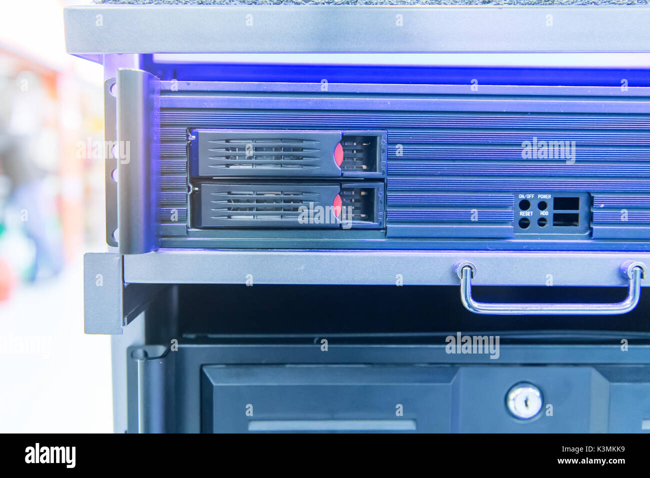 Panel modern servers in the data center vertical Stock Photo - Alamy