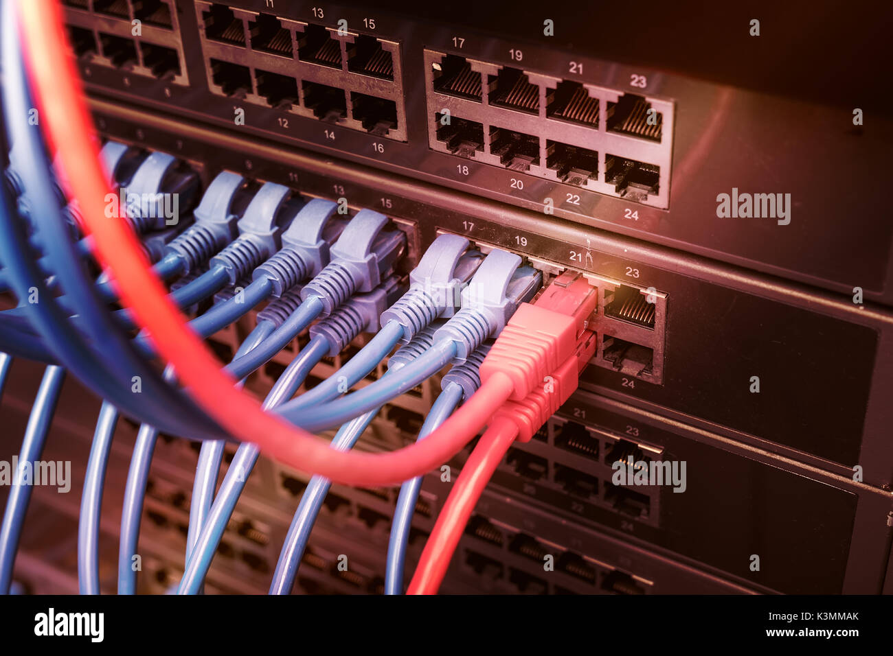 ethernet cable on network switches background Stock Photo - Alamy