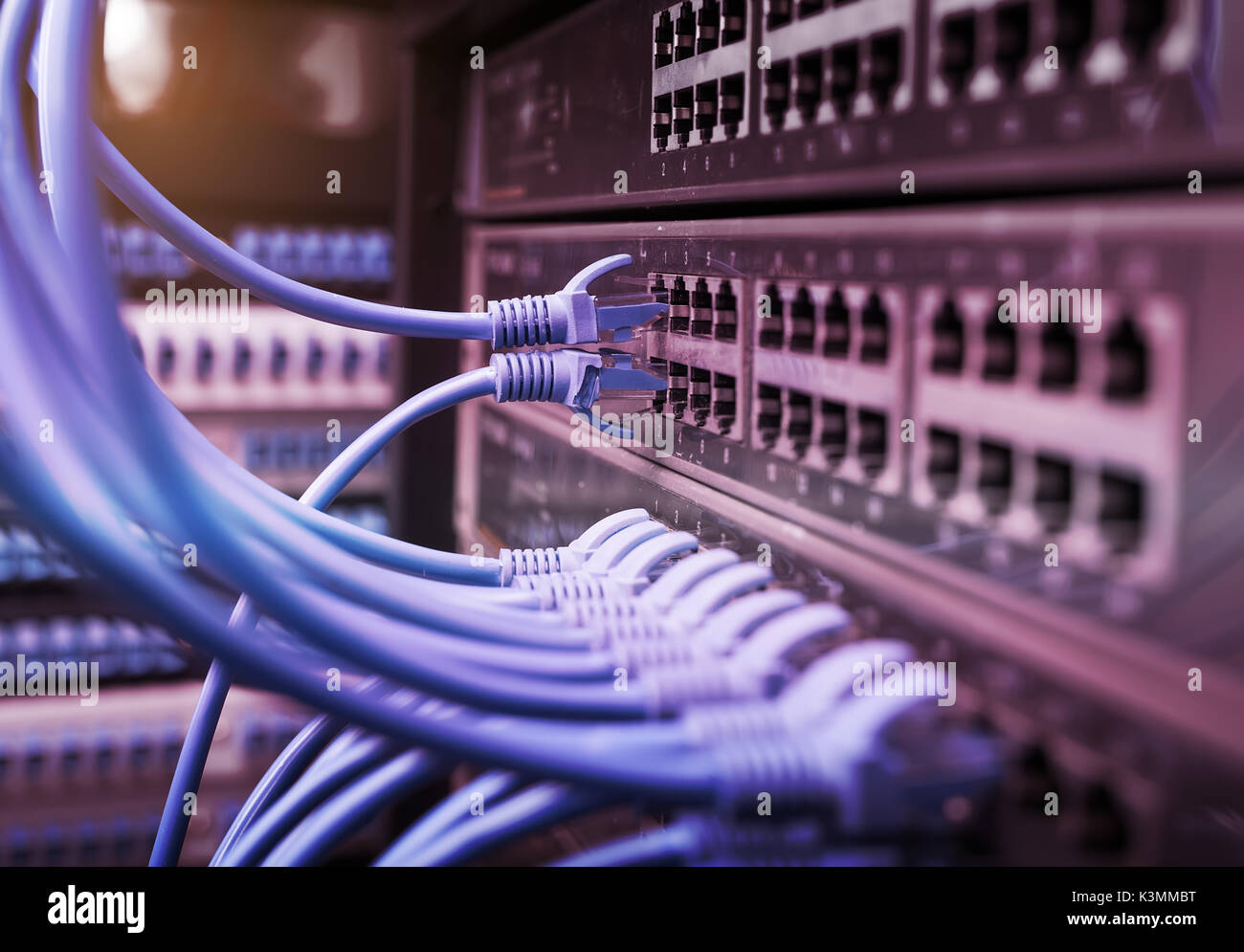 ethernet cable on network switches background Stock Photo - Alamy