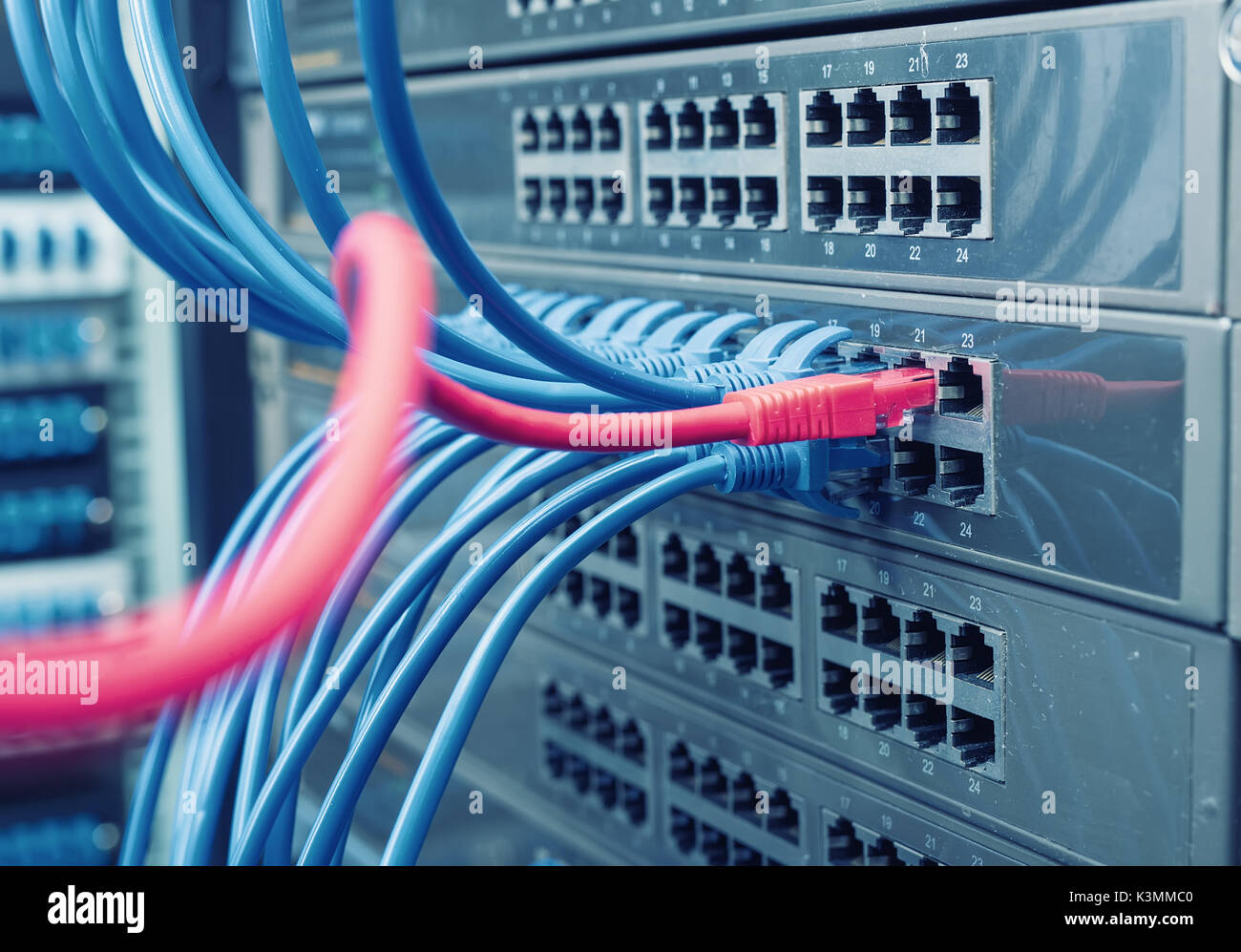 ethernet cable on network switches background Stock Photo - Alamy