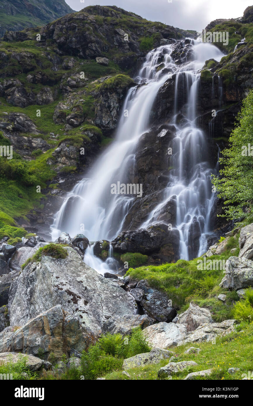 The first waterfalls of the great river Po' under the Monviso, Crissolo ...