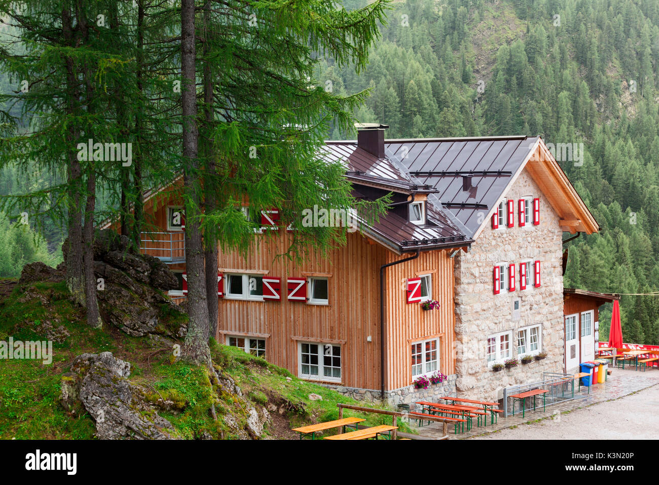 Europe, Italy, Trentino Alto Adige, Trento, Canazei. The refuge Contrin ...