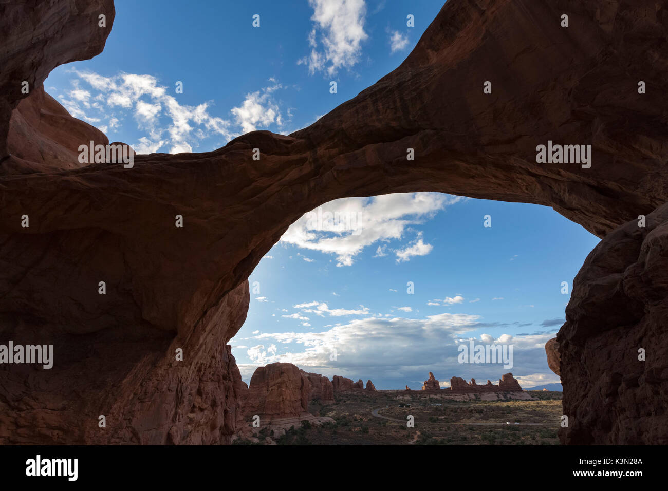 Double Arch, Arches National Park, Moab, Grand County, Utah, USA Stock ...