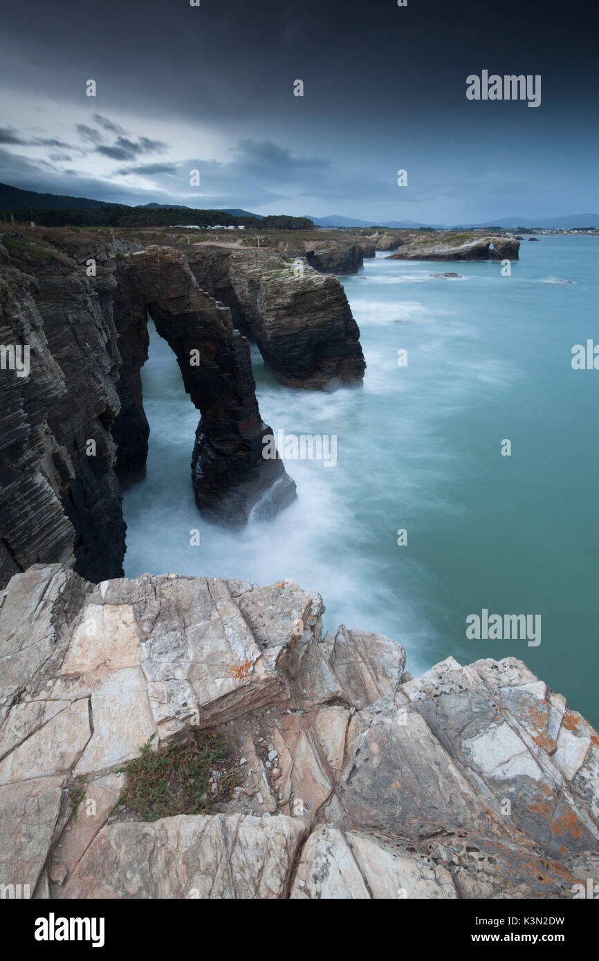 Beach of the Cathedrals, Ribadeo, Lugo, Galicia, Spain, Europe Stock ...