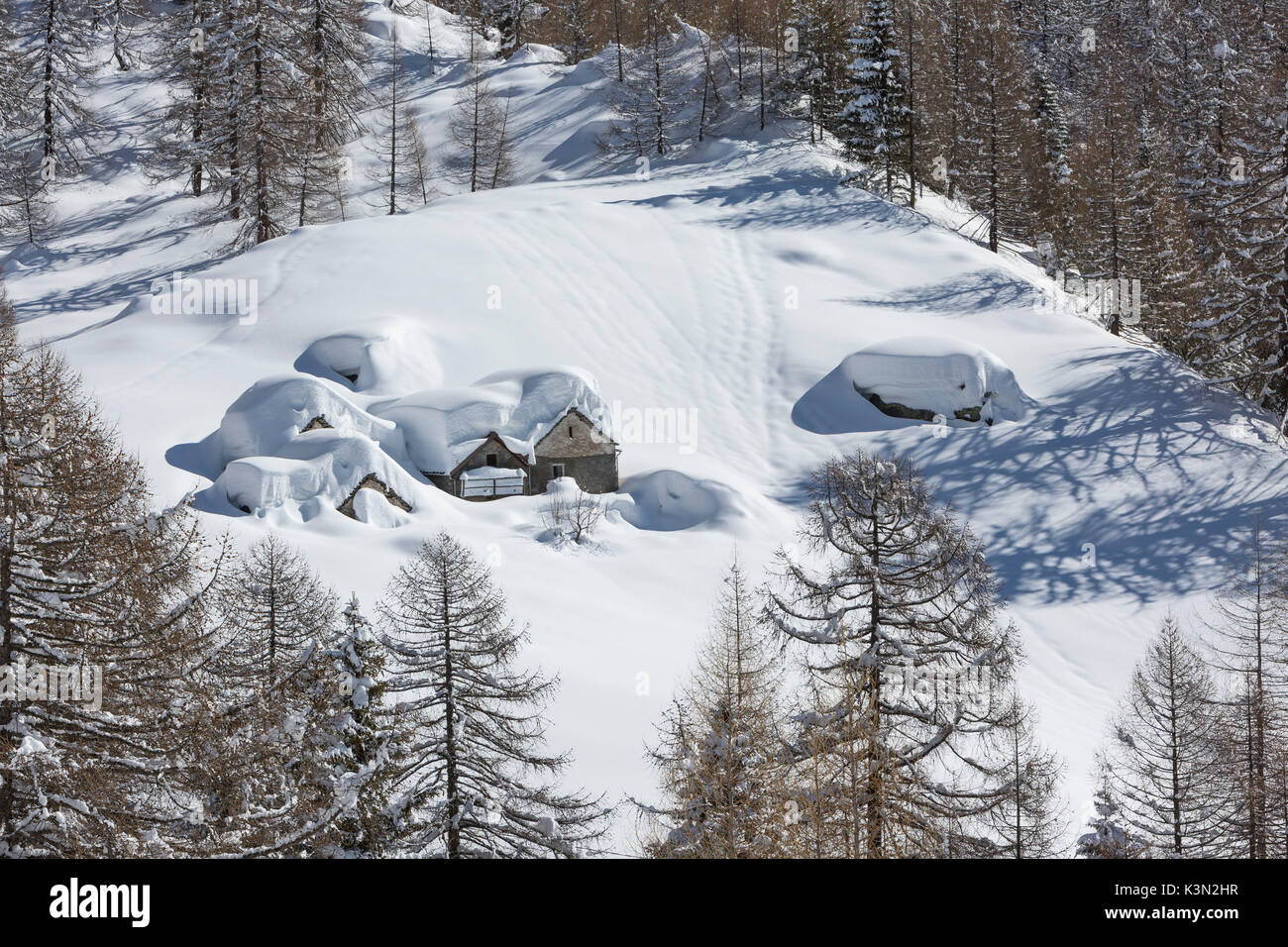 Winter view of the Alp Solcio (Alp Solcio, Varzo, Verbano Cusio Ossola ...