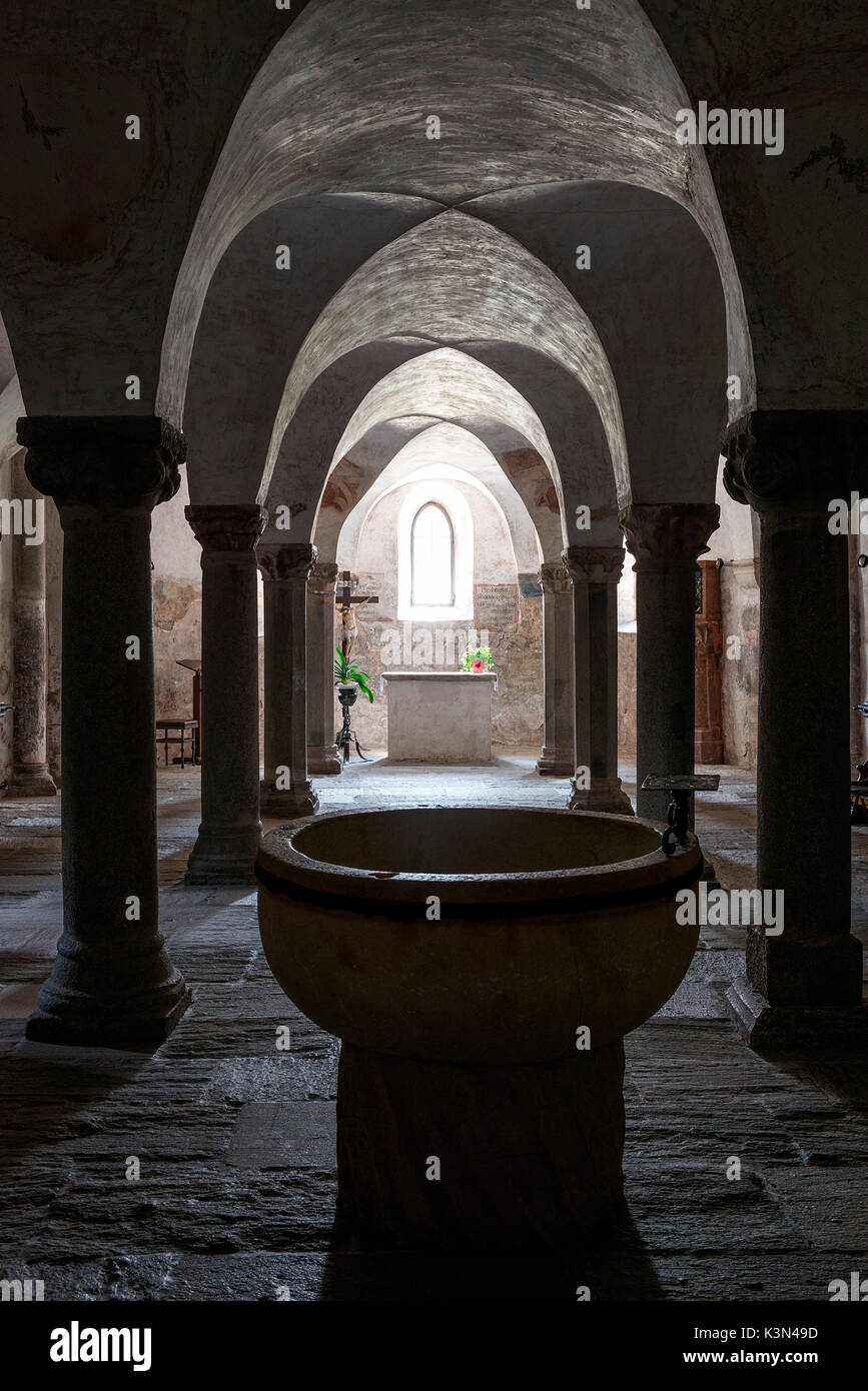 Innichen/San Candido, South Tyrol, Italy. The crypt in the Innichen ...