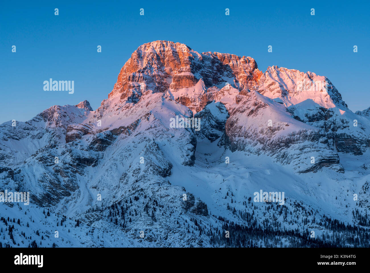 Prato Piazza/Plaetzwiese, Dolomites, South Tyrol, Italy. Sunrise on the ...