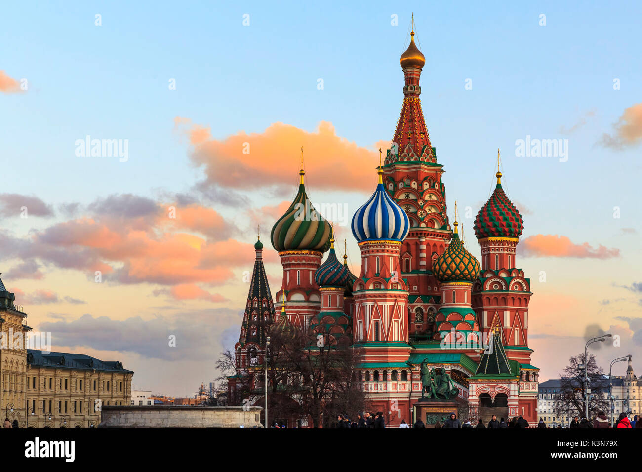 Russia, Moscow, Red Square, Kremlin, St. Basil's Cathedral Stock Photo ...