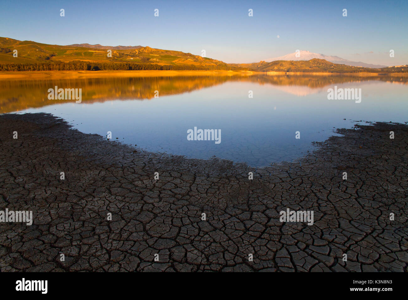 Etna from Pozzillo lake, sicily Stock Photo - Alamy