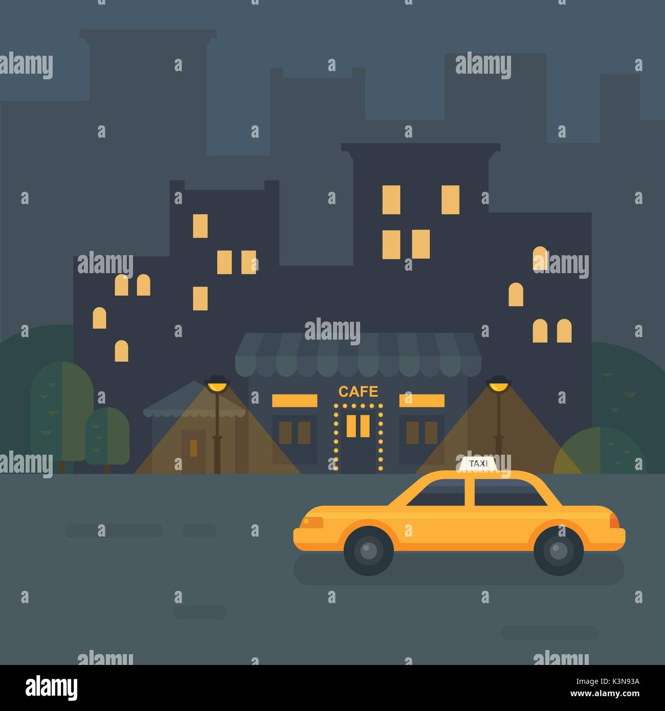 Car drive night road Stock Vector Images - Alamy