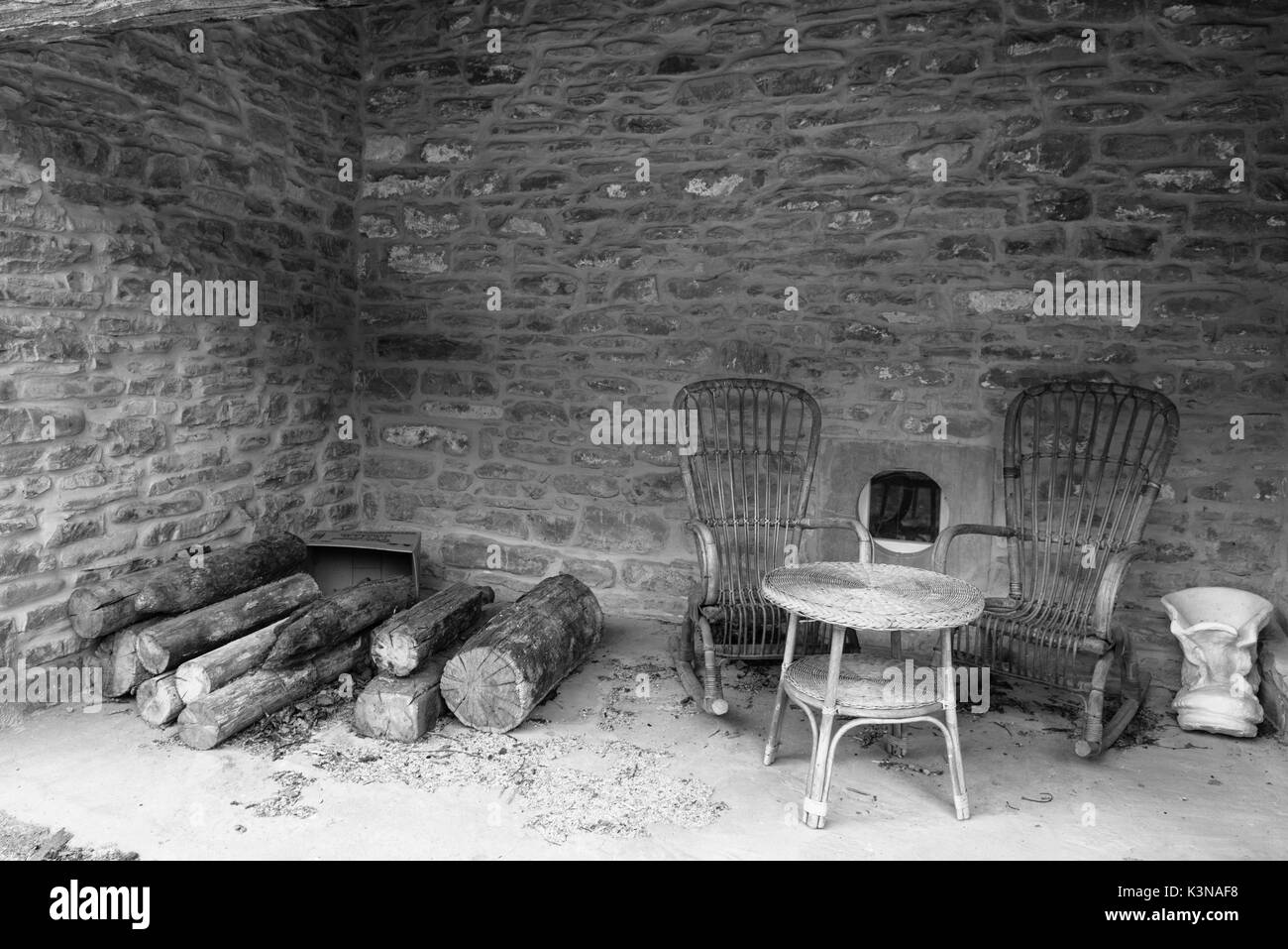 Table two chairs Black and White Stock Photos & Images - Alamy