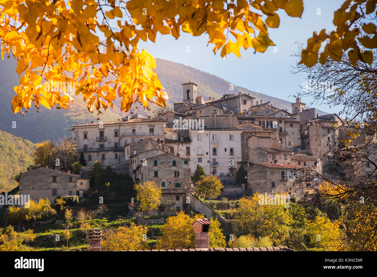 The historic village of Scanno in autumn - Abruzzo - Italy Stock Photo ...