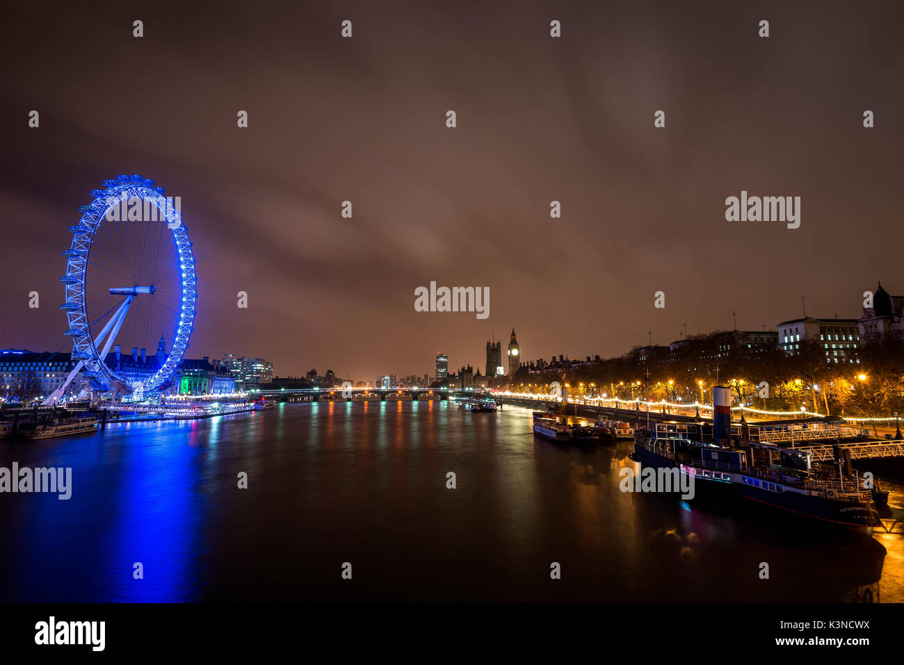 England night view of london from one of its piers hi-res stock ...