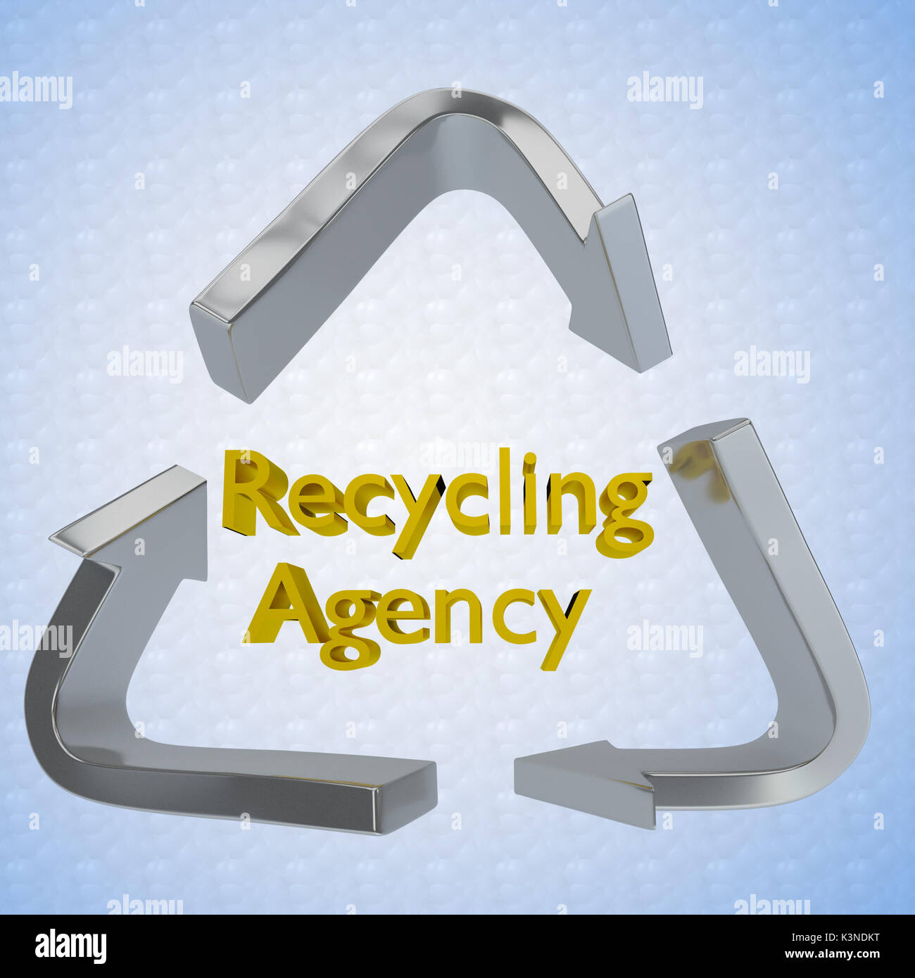 3D illustration of "Recycling Agency" title encircled by a recycling ...