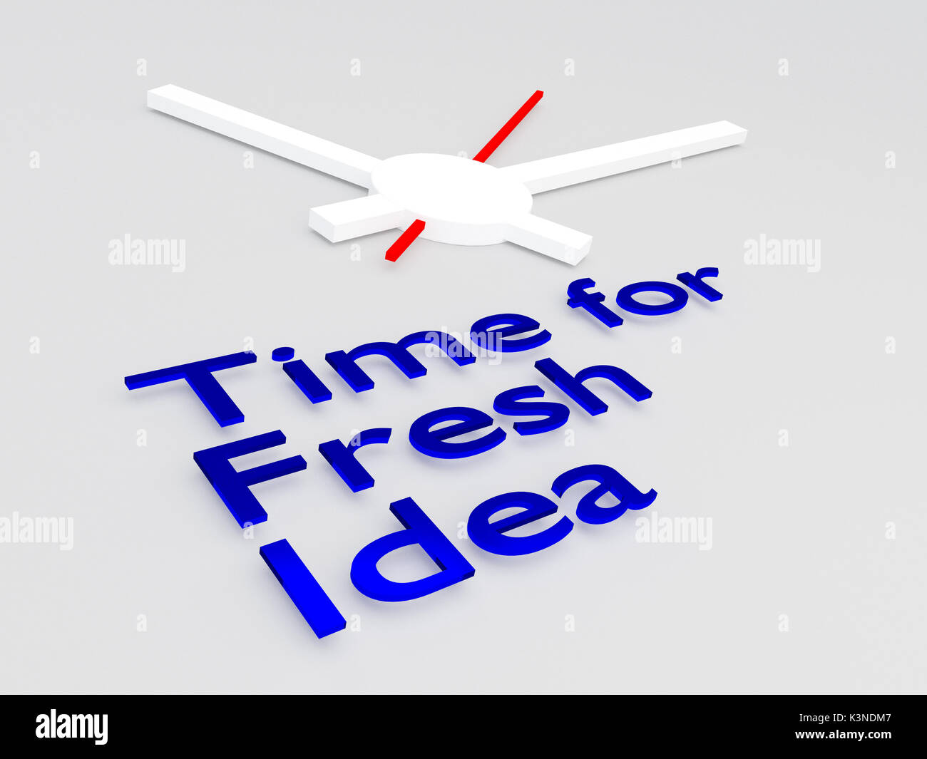 3D illustration of "Time for Fresh Idea" title with a clock as a ...