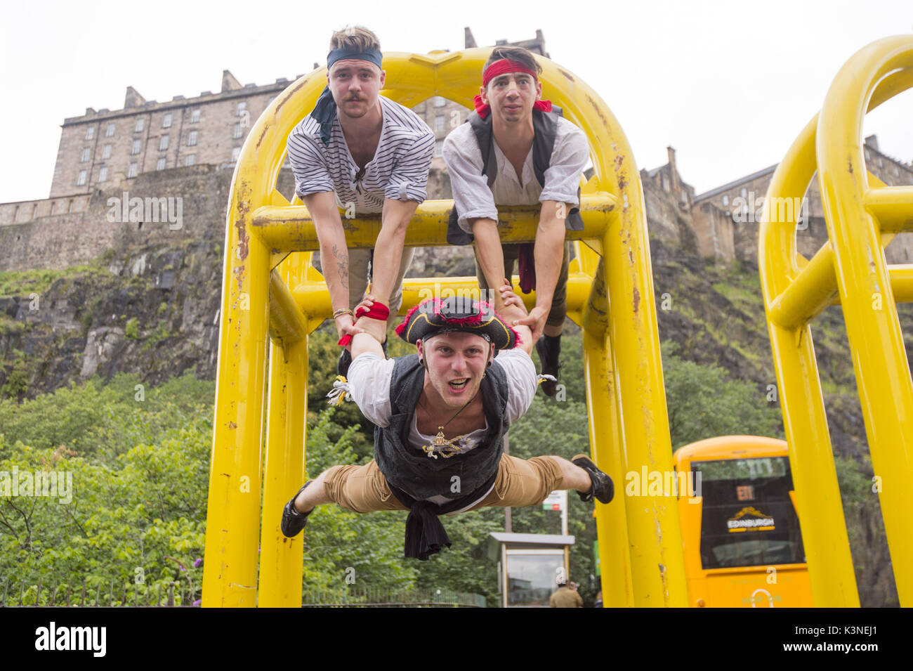 Performers Fabian Galouÿe, Ronan Jenkinson, and Samuel Letch from "Arr ...