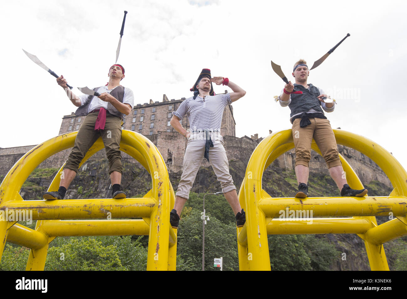 Performers Fabian Galouÿe, Ronan Jenkinson, and Samuel Letch from "Arr ...